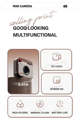 Y6000 Mini Digital Camera for Kids - 1080P HD Portable